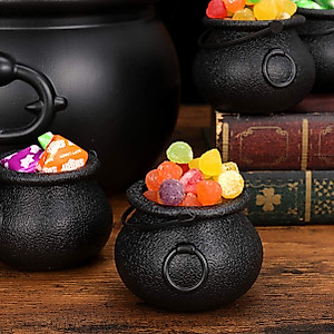 TOYANDONA 12 PCS Halloween Black Cauldrons Candy Cauldron Kettles Halloween Party Candy Bucket for Kids