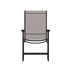 Flash Furniture Paladin Brown Outdoor Folding Patio Sling Chair with Black Frame (2 Pack)