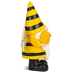 Bumble Gnome Bright Yellow and Black 6 Inches Polyresin Outdoor Garden Statue