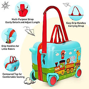 emissary Ride on Suitcase for Kids, 17” Kids Ride On Luggage for Kids, Kids Luggage With Wheels For Girls Boys, Kids Suitcases For Girls Boys,Kids Ride On Suitcase with Wheels