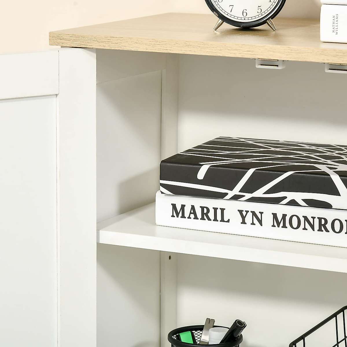 HOMCOM Storage Cabinet, Double Door Cupboard with 2 Adjustable Shelves, for Living Room, Bedroom, or Hallway, White