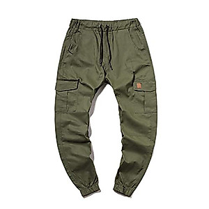 Work Wear Combat Fitness Drawstring Pockets Rope Loose Sweatpant 2023 Outdoor Autumn Men's Cargo Casual Pants Plain Color Joggers Men's Heavyweight Cargo Fleece Sweatpants MAIUS31011HOT0027