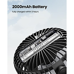 Gaiatop Mini Portable Stroller Fan, Battery Operated Small Clip on Fan, Detachable 3 Speed Rechargeable 360° Rotate Flexible Tripod Handheld Desk Cooling Fan for Car Seat Crib Treadmill Travel Black