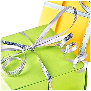 DNHCLL 100 Yard Crimped Curling Ribbon Roll,Metallic Silver Balloon Ribbons Strings for Parties, Festival, Florist, Crafts and Gift Wrapping,5mm Width