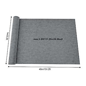 CheriMuMu 131.2 * 3.3ft Waterproof Membrane, Cuttable PE Fabric Shower Waterproof Roll Tile Floor Underlay Roll Membrane, Waterproof Thin Mortar Tile Membrane for Sauna Bathroom Kitchen Walls (Grey)