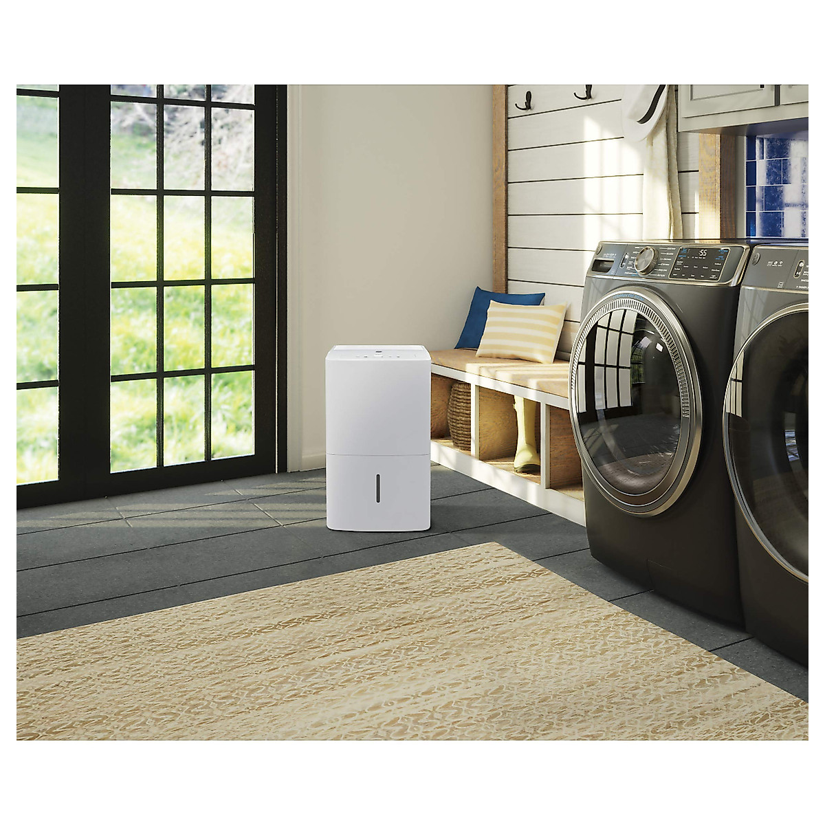 GE 35 Pint Portable Room Dehumidifier with Humidistat & 3 Fan Speeds for Bathroom, Bedroom, Basement, and Home Very Damp Spaces, White (Renewed)