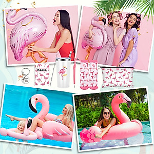 Panitay 6 Pcs Flamingo Gifts Set Pink Flamingo Socks Flamingo Stainless Steel Tumbler Notebook Pen Cosmetic Bag Keychain