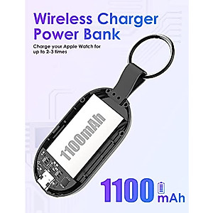 PAOLIMAX Portable Wireless Charger for Apple Watch, iwatch Charger【Upgraded Version】 1100mAh Smart Keychain Power Bank, Portable Magnetic iWatch Charger for Apple Watch Series 7/6/5/4/3/2/SE/Nike