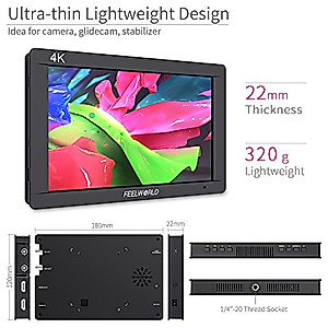 FEELWORLD FW703 7 Inch IPS 3G SDI 4K HDMI DSLR Monitor Full HD 1920x1200 On Camera Field Monitor with Histogram for Stabilizer Cameras Rig