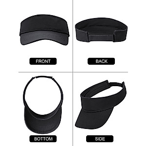 4 Pieces Kids Sports Sun Visor Hats Empty Top Baseball Cap Running Tennis Hats (Light Gray, Dark Gray, White, Black)