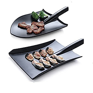 KOWMcp Dinner Plates Black Frosted Imitation Porcelain Spatula Tableware Dish Bowl Knife Dinner Plate Cooking Plate