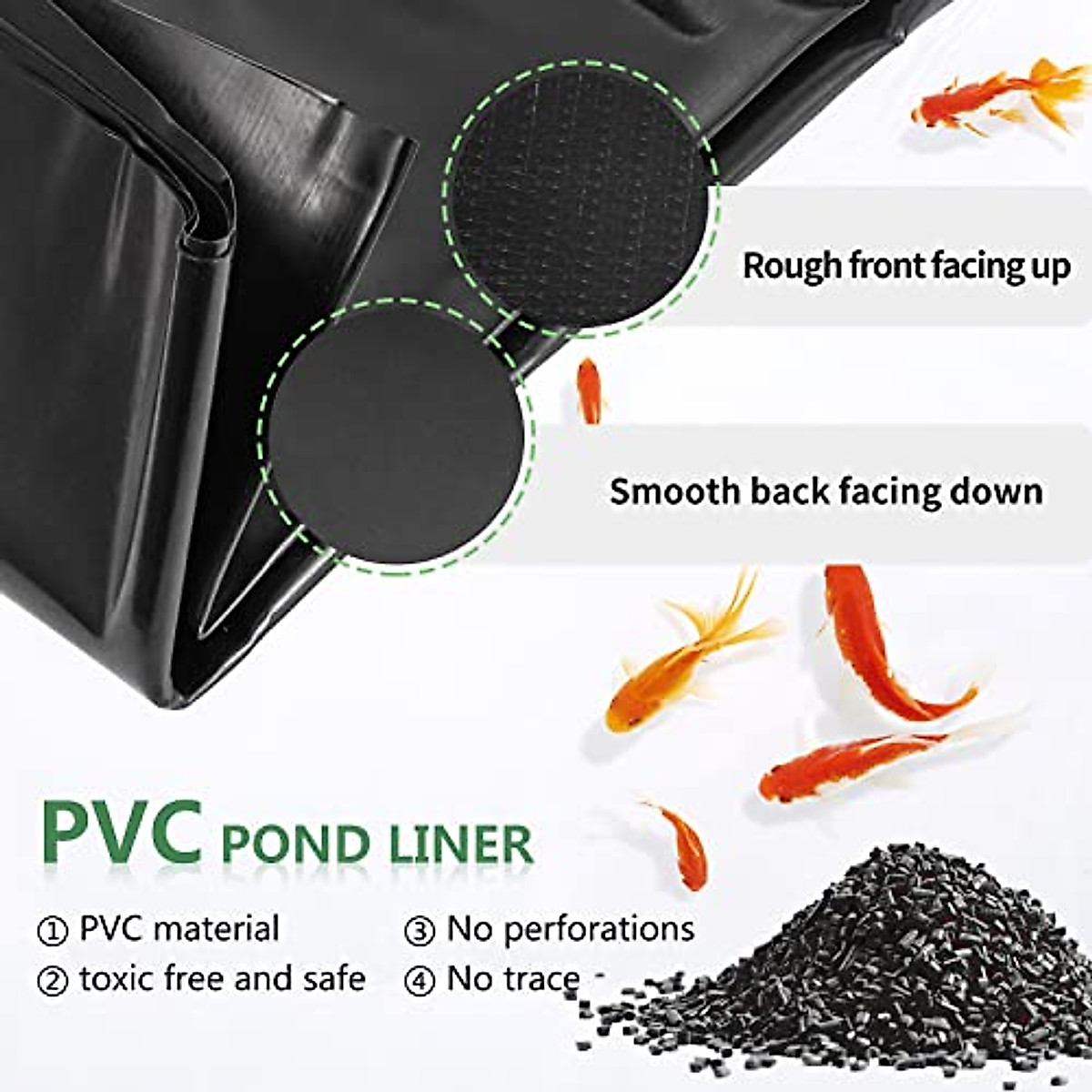 Topdeep 10x15 ft Pond Liner, LDPE 20 Mil Thickness Fish Pond Liners for Outdoor Ponds, Pond Skins for Waterfall, Fish or koi Pond, Fountains and Bed Planter