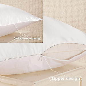 THXSILK 100% Mulberry Silk Pillowcase with Cotton Underside, Silk Pillowcase for Hair and Skin, Standard Size Grade 6A+ Mulberry Silk, Soft Breathable Pillow Cover with Zipper, 1 Pack (White,Standard)
