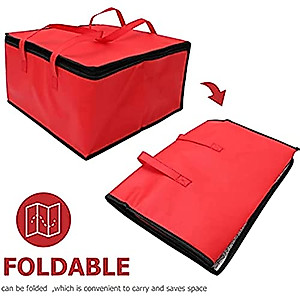 Rosarivae Thermal Insulated Food Delivery Bag Large Picnic Cooler Bag Pizza Warmer Bag Reusable Grocery Bags with Zipper and Handles for Restaurants Food Delivery Travel Shopping Catering Transport (Red)