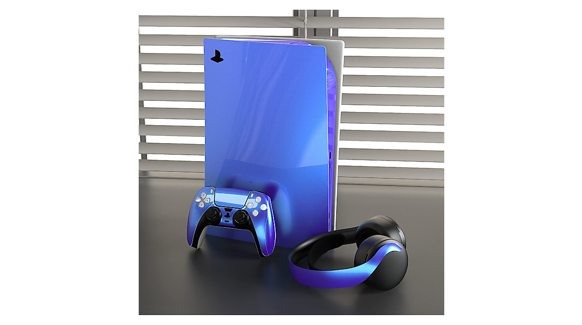 PlayVital Chrome Purple Blue Glossy Full Set Skin Decal for ps5 Console ...