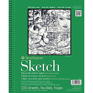 Strathmore 400 Series Sketch Pad, Recycled Paper, 3.5x5 inch, 100 Sheets - Artist Sketchbook for Drawing, Illustration, Art Class Students