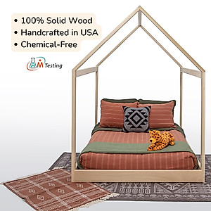 Montessori House Bed, Handcrafted Poplar Wood, With or Without Legs, Assembly Required (Full, Full House Bed Without Legs)