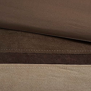 Madison Park Palisades Comforter Set Modern Faux Suede Pieced Stripe Design, All Season Down Alternative Cozy Bedding with Matching Shams, Decorative Pillows, Queen(90"x90"), Brown 7 Piece