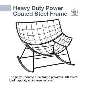 OC Orange-Casual Outdoor Rocking Chair, Patio Comfy Reading Chairs with Oversized Cushion, Indoor Rocker Egg Recliner Chair for Balcony Front Porch Garden Living Room, Navy Blue