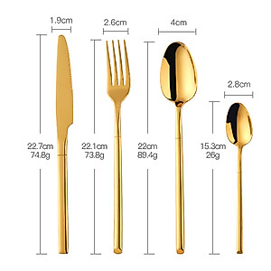 Buyer Star 20-Piece Silverware Set, Gold Flatware Cutlery Set, Stainless Steel 18/10 Utensil Forks Spoons Knives Set Service for 5 with Gift Box, Mirror Polished, Dishwasher Safe