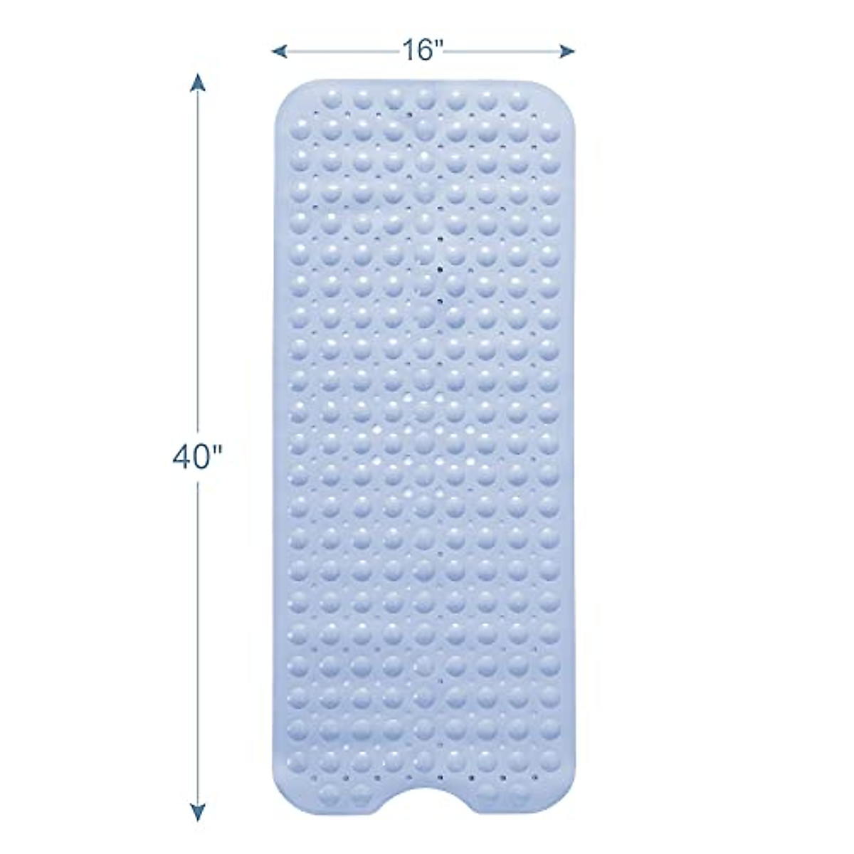 AmazerBath Baby Blue Bathtub Mat Non Slip Bath Mat for Tub, 40 x 16 Inches Bath & Shower Safety Mats with Suction Cups and Drain Holes, Extra Large Shower Mat