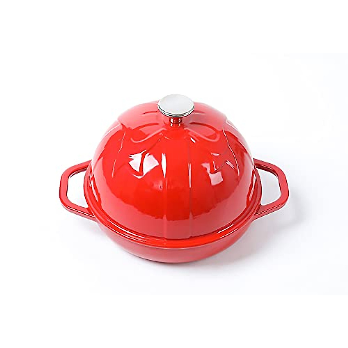 HAWOK Cast Iron Bread Cloche, Dia. 7.8inch/20cm, with Proofing Basket and Dough Scoring Knife, Sourdough Baking Pan Enameled Red