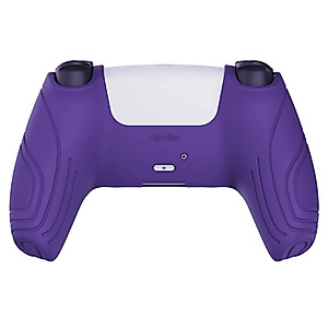 eXtremeRate PlayVital Samurai Edition Purple Anti-Slip Controller Silicone Skin for ps5, Ergonomic Soft Rubber Protective Case for ps5 Controller with Black Thumb Stick Caps