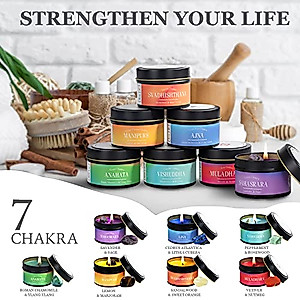 Raetm Scented Candles with Premium Crystal and Healing Stones, Chakra Candle Sets for Women Stress Relief, Healing Candles for Meditation, Yoga, Aromatherapy