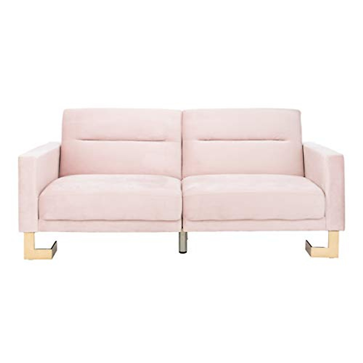 Safavieh Home Tribeca Glam Blush Velvet and Brass Foldable Sofa Bed