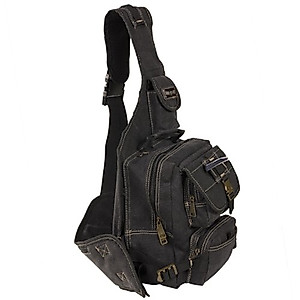 EuroSport Cargo Sling Backpack Black Canvas Bag