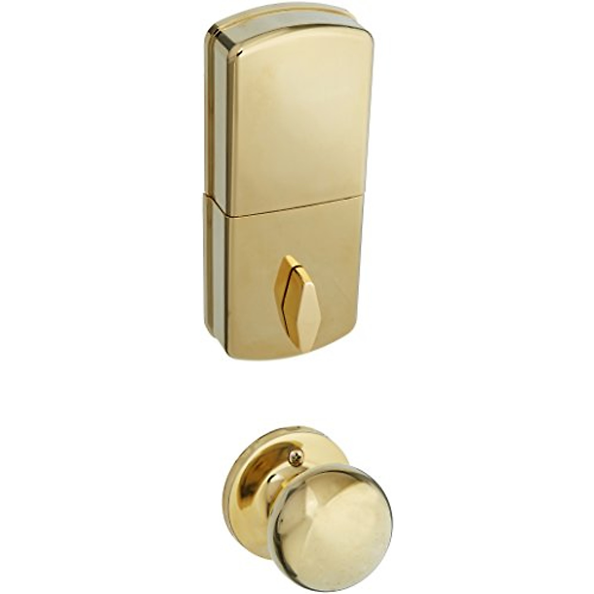 MiLocks TFK-02P Digital Deadbolt Door Lock and Passage Knob Combo with Keyless Entry via Keypad Code for Exterior Doors, Polished Brass