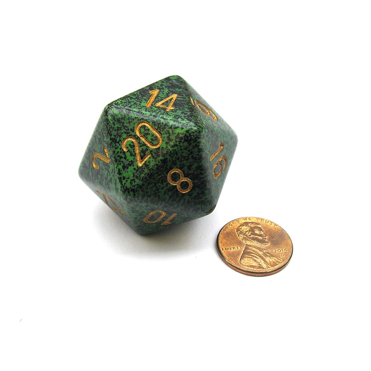 Chessex 34mm Large D20 Speckled Dice, 1 Die - Golden Recon