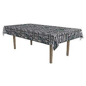 Beistle Plastic Table Cloth, Castle Tablecloth Décor, Decorations, Medieval Themed Party Supplies, 54 by 108-Inch, Multicolor