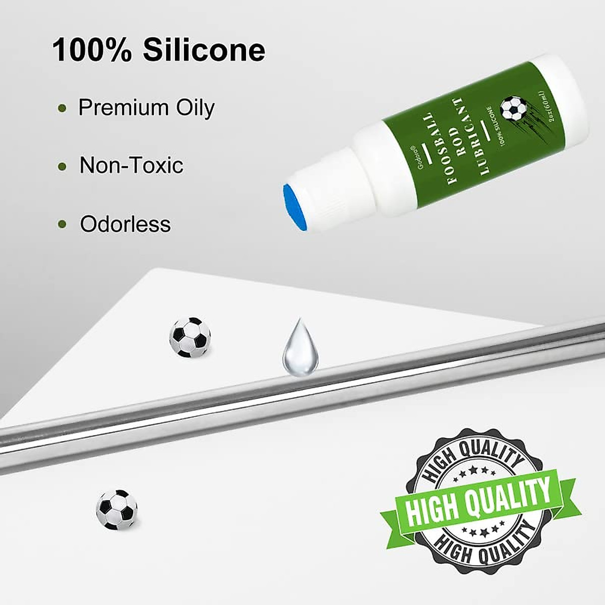 100% Pure Silicone Foosball Rod Lubricant for Sports Arcade Soccer Game Accessories, Foosball Rod Lubricant with Dauber Top Applicator, Easy-to-use Silicone Oil for Soccer Table Pole Accessories