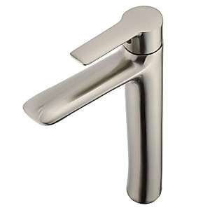 Fine Fixtures Round Single Hole Vessel Sink Bathroom Faucet, Satin Nickel