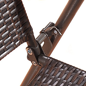 Tangkula 4 Piece Folding Patio Chairs, Lightweight Portable Foldable Space Saving Wicker Chair with Armrest & Footrest, Suitable for Lawn Patio Beach Garden Deck (26x22.5x42.5)