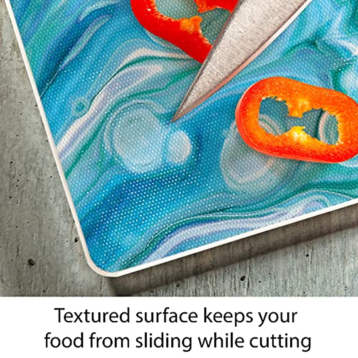 CounterArt Ocean Vibe Blue Swirls 3mm Heat Tolerant Tempered Glass Cutting Board 15” x 12” Manufactured in the USA Dishwasher Safe