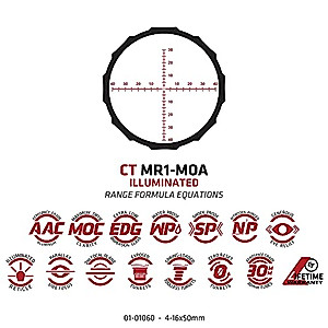 Crimson Trace Hardline Pro 4-16x50mm Riflescope with SFP, Illuminated MR1-MOA Reticle, Zero Stop, Lightweight Solid Construction, Scope Caps and Lens Cloth for Hunting, Shooting and Outdoor