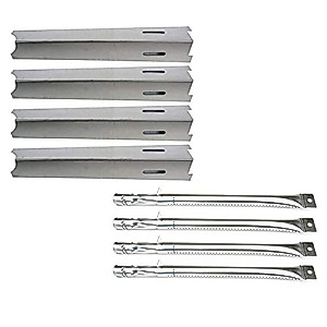 Direct Store Parts Kit DG120 Replacement for BBQ Grillware GSC2418, GSC2418N Gas Grill Heat Plate and Burner, 4 Pack (Stainless Steel Burner + Stainless Steel Heat Plate)
