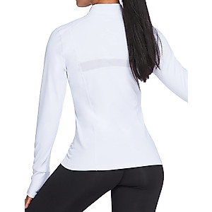 PINSPARK Athletic Jacket Women Workout Running Yoga Jacket Full Zip Up Sportswear Lightweight Tops White M