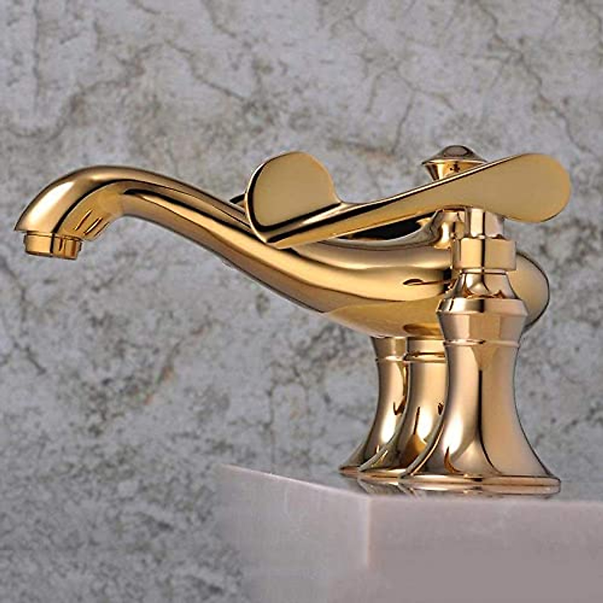 Kitchen Sink Mixer Tap, Faucets Three Holes Gold Faucet Selling Creative The New Bathroom Bathtub Water-Tap Cold Heat Plumbing Hardware Tap Sink Basin Mixer Taps