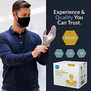 MedPride Powder-Free Vinyl Exam Gloves, Large, Case/1000 (10 Boxes of 100)