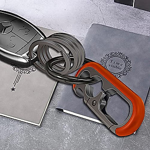 LDJZON Heavy Duty Key Chain Bottle Opener Quick Release Car Keychain with 4 Key Rings for Men and Women (Dark Grey&Orange)