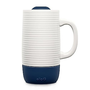 Ello Jane 18oz Ceramic Travel Mug with Handle, Splash-Resistant Slider Lid and Built-in Coaster, Perfect for Coffee and Tea, BPA Free, Dishwasher Safe, Holiday Gift Her Him, Midnight