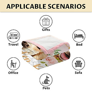 Golden Retriever Blankets - Soft Fuzzy Blanket Throw for Girls - 40"x50" Flannel Blankets for Couch & Sofa - Colorful Cute Dog Blanket Gifts