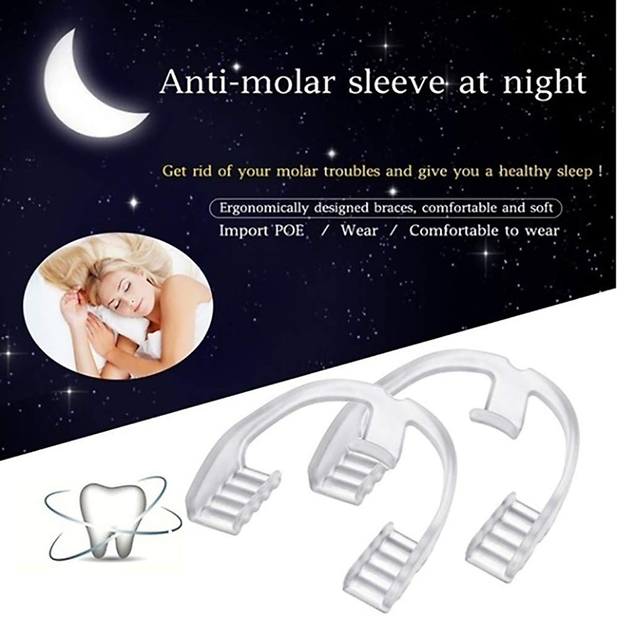Food Grade Bruxism Splint Sleeping Aid Tool Dental Mouth Guard Teeth Brace Dental Health Tooth Protector Oral Care(Transparent)