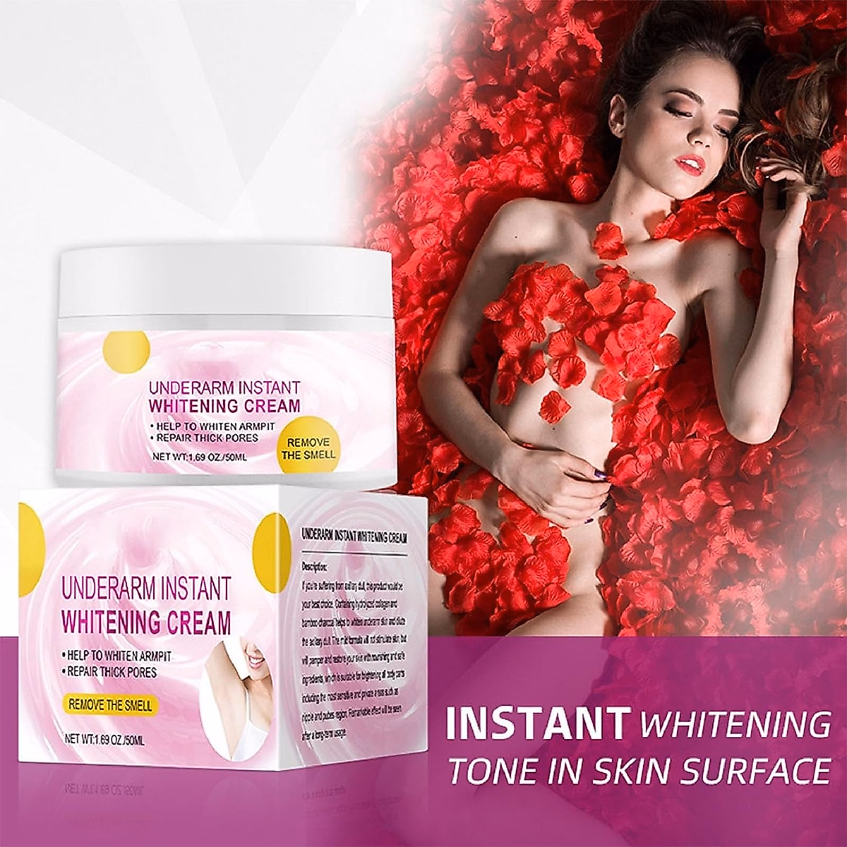 Kunnozz Underarm Instant Whiten Cream, Underarm Whiten Cream, Intense Lightening Skin Cream, Body Whiten Cream, Whiten Cream Dark Areas