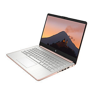 HP 14 HD Laptop, 2023 Newest Upgrade, Intel Celeron N4120(Quad-core), 16GB RAM, 128GB(64GB SSD+64GB Card), HDMI, USB-C, Lightweight, Windows 11, School and Business Ready, Rose Gold, ROKC HDMI Cable