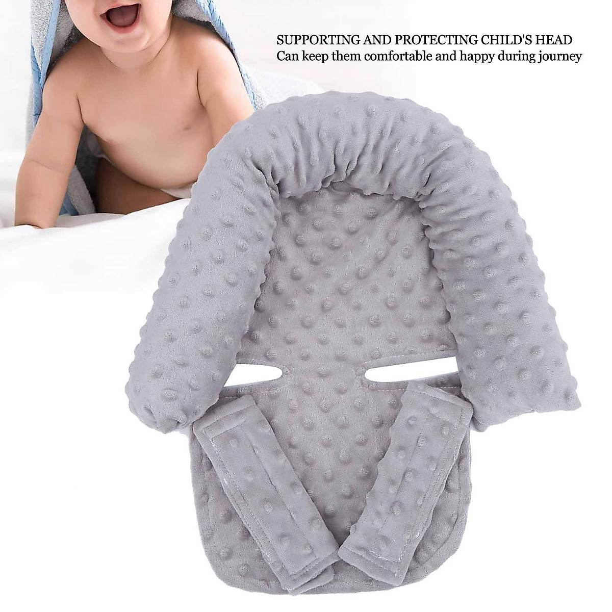 Jiawu Infant Support Pillow, Stroller Cushion, Baby Head Support, for Baby Protecting Child's Head(Grey, Baby headrest)