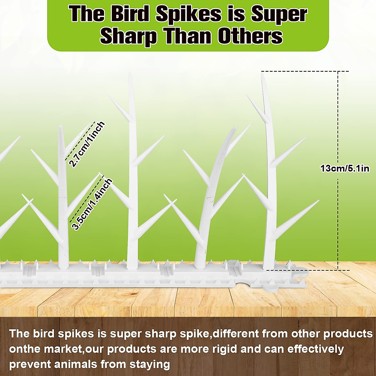 Protecker Bird Spikes, Pigeon Squirrel Spike Strips for Cat Raccoon Animals Repellent to Keep Off Crow, Fence Spikes Defend Birds and Railing Roof